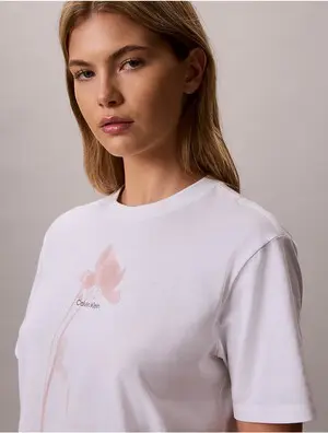 Calvin Klein Floral Logo Graphic Boxy T-shirt - Bright White