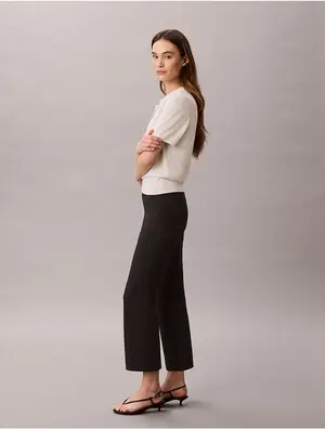 Calvin Klein Ponte Cropped Flared Pants - Black