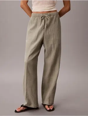 Calvin Klein Double Gauze Straight Leg Pull-on Pants - Shadow