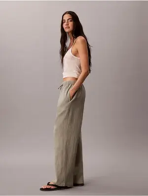 Calvin Klein Double Gauze Straight Leg Pull-on Pants - Shadow