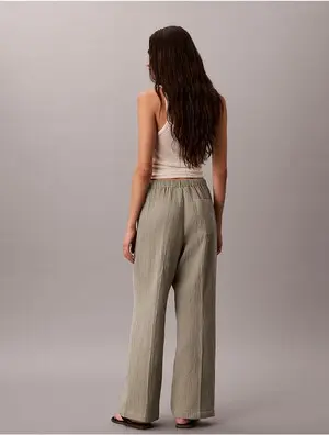 Calvin Klein Double Gauze Straight Leg Pull-on Pants - Shadow