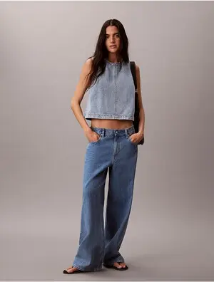 Calvin Klein Sleeveless Cropped Denim Top