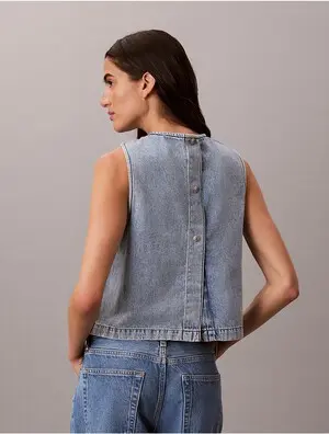 Calvin Klein Sleeveless Cropped Denim Top