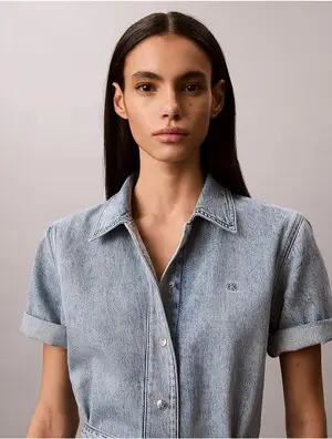 Calvin Klein Denim Belted Mini Shirt Dress