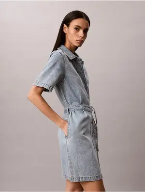 Calvin Klein Denim Belted Mini Shirt Dress