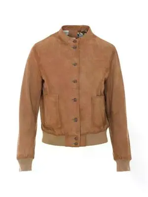 BULLY Suede Bomber Jacket - Neutrals