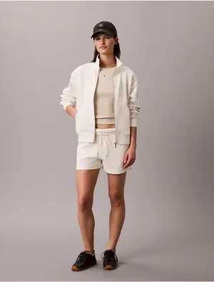 Calvin Klein Logo Tape Full Zip Sweatshirt - Tofu