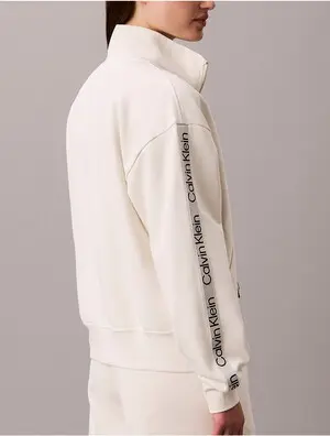 Calvin Klein Logo Tape Full Zip Sweatshirt - Tofu
