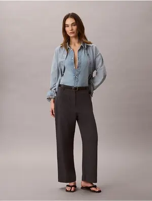 Calvin Klein Marcy Twill Wide Leg Pants - Ebony