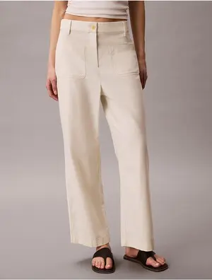 Calvin Klein Marcy Twill Wide Leg Pants - Tofu