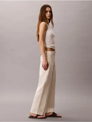 Calvin Klein Marcy Twill Wide Leg Pants - Tofu