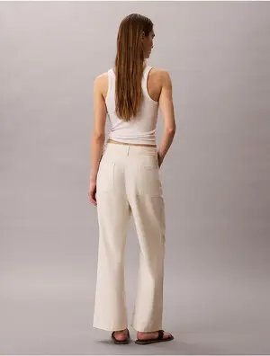 Calvin Klein Marcy Twill Wide Leg Pants - Tofu