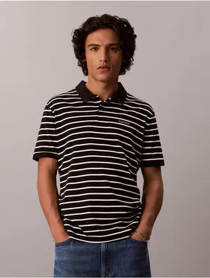 Calvin Klein Liquid Touch Stripe Polo Shirt - Black