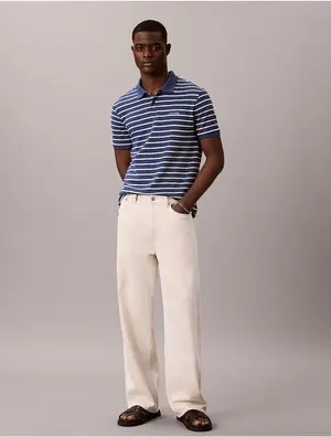 Calvin Klein Liquid Touch Stripe Polo Shirt - Dark Denim