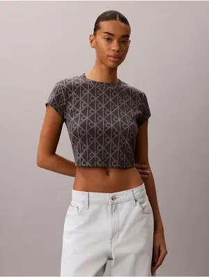 Calvin Klein Emblem Logo Cropped Baby Tee