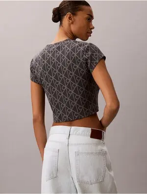 Calvin Klein Emblem Logo Cropped Baby Tee