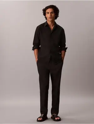 Calvin Klein Linen Blend Slim Pants - Black