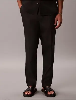 Calvin Klein Linen Blend Slim Pants - Black
