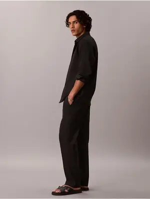 Calvin Klein Linen Blend Slim Pants - Black
