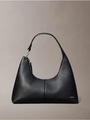 Calvin Klein Slouchy Leather Shoulder Bag - Black