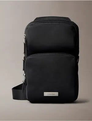 Calvin Klein Sleek Nylon Sling Bag - Black