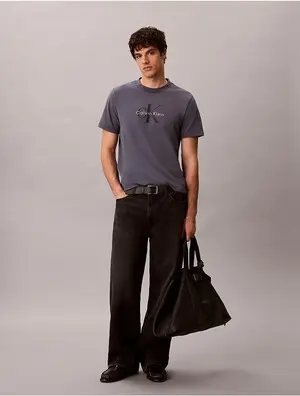Calvin Klein Acid Wash Monologo Tee - Blue Nomad