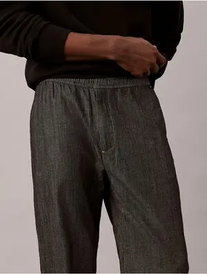 Calvin Klein Straight Leg Chambray Pull-on Pants - Black