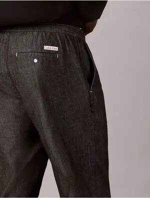 Calvin Klein Straight Leg Chambray Pull-on Pants - Black