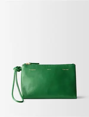 Calvin Klein Essential Pouch In Soft Calf Leather - Fern