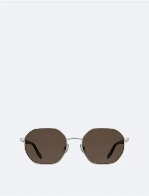 Calvin Klein Metal Modified Octagon Frame Sunglasses - Matte Silver