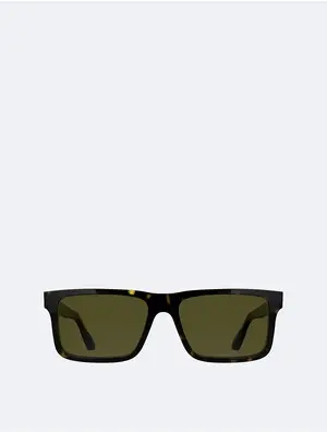 Calvin Klein Acetate Rectangle Sunglasses - Dark Havana