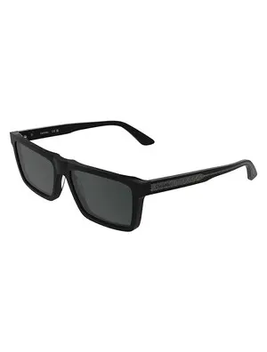 Calvin Klein Acetate Slim Modified Rectangle Sunglasses - Black