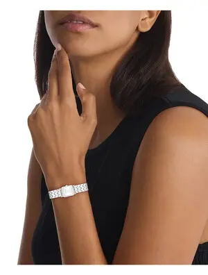 Calvin Klein Square Dial Crystal Bezel Link Bracelet Watch - Silver