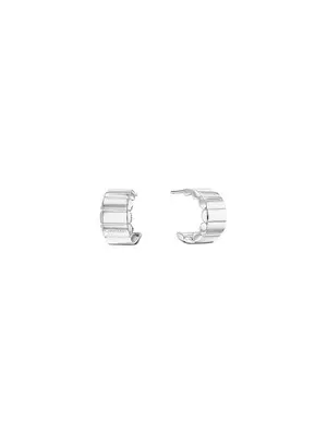Calvin Klein Curved Pebble Hoop Earrings - Silver