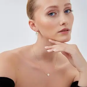 SPERO LONDON Enamel Clover Hoop Earrings - Gold