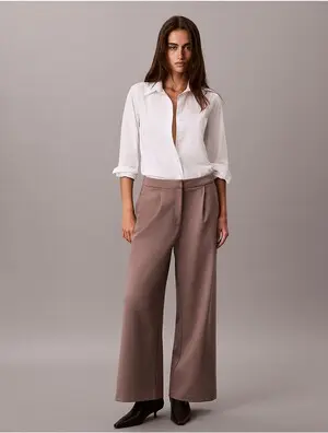 Calvin Klein Ponte Wide Leg Pants - Iron