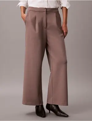 Calvin Klein Ponte Wide Leg Pants - Iron
