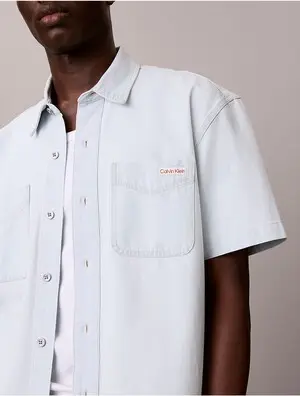Calvin Klein Denim Classic Short Sleeve Button-down Shirt