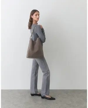 Cuyana Suede Camina Bucket Bag - Clay