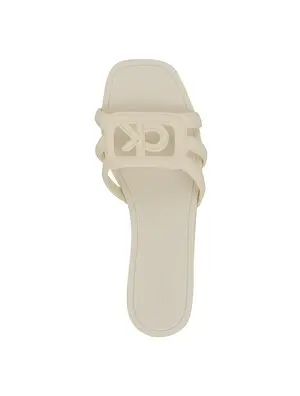 Calvin Klein Yoana Open Square Toe Monogram Slide Sandals - Ivory