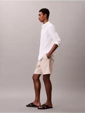 Calvin Klein Linen Blend Stripe Shorts - Cornstalk