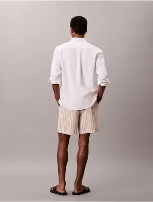 Calvin Klein Linen Blend Stripe Shorts - Cornstalk