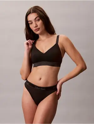 Calvin Klein Icon Cotton Modal Metallic Lightly Lined Bralette - Black