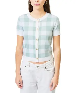 Central Park West Laurel Gingham Jacquard Cardigan