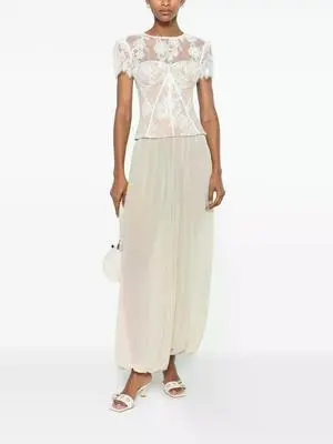 SELF-PORTRAIT Sequin-embellished Lace Top - Neutrals
