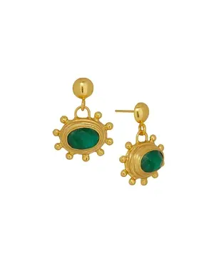 OTTOMAN HANDS Emerald Drop Earrings - Gold