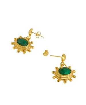 OTTOMAN HANDS Emerald Drop Earrings - Gold