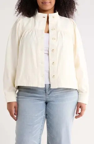 Treasure & Bond High Neck Stretch Cotton Twill Jacket