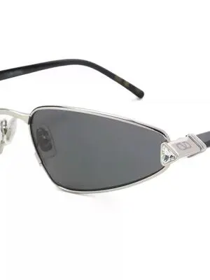 Valentino Garavani Geometric-frame Sunglasses With Crystal Embellishments - Silver