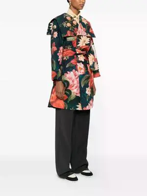 Barbour X Farm Rio Gardenia Floral-print Belted Coat